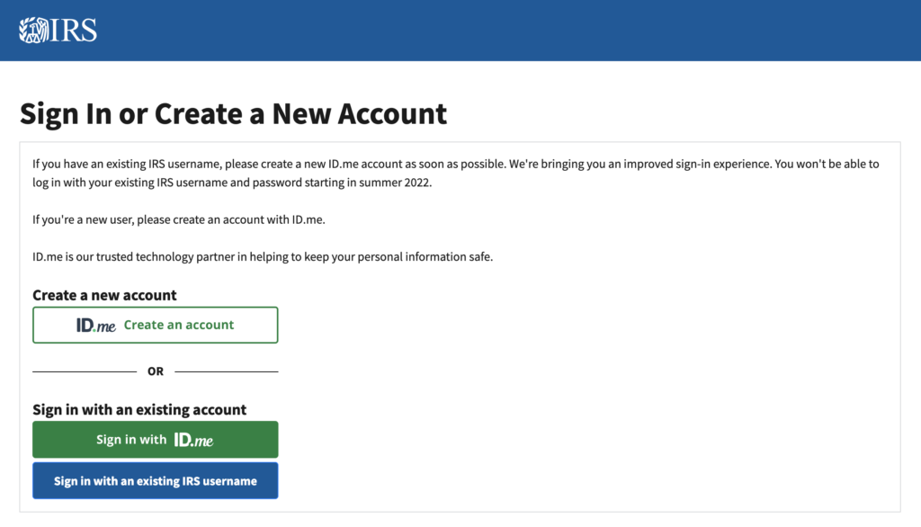 Creating an IRS Account